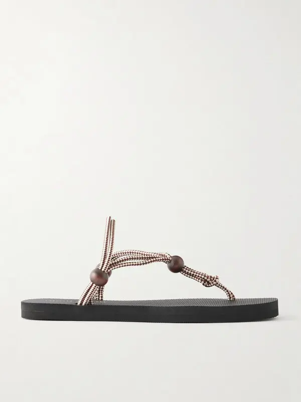 LOEFFLER RANDALL Mika Bead-embellished Cord Thong Sandals - Black