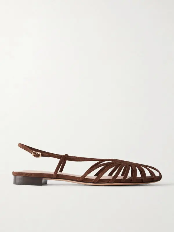 LOEFFLER RANDALL Devon Moiré Slingback Flats - Brown