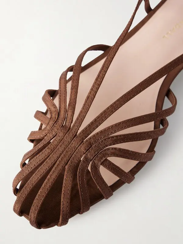 LOEFFLER RANDALL Devon Moiré Slingback Flats - Brown