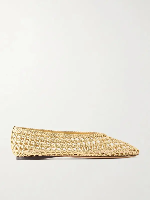 LOEFFLER RANDALL Emery Woven Metallic Leather Ballet Flats