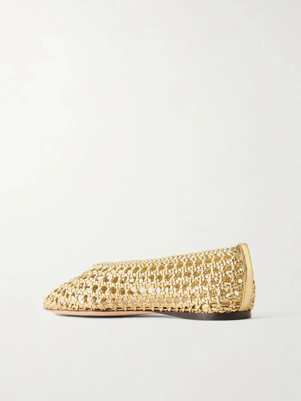 LOEFFLER RANDALL Emery Woven Metallic Leather Ballet Flats