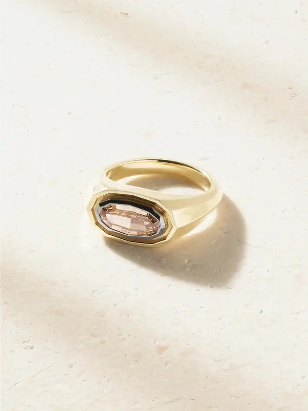 LUCY DELIUS Insignia 18-karat Oval Champagne Diamond Ring - Gold