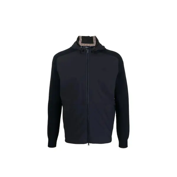Herno Knit Sleeve Hooded Jacket
