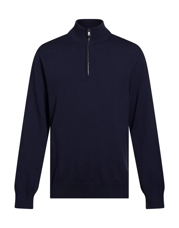 PIACENZA CASHMERE 1733 Zip-up Turtleneck In Cashmere - Blue