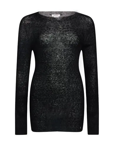 OTTOD'AME Ribbed Fine Knit Long Sleeve Top - Black