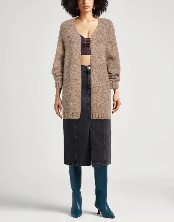 CARLA G. Mélange Knit Cardigan - Beige