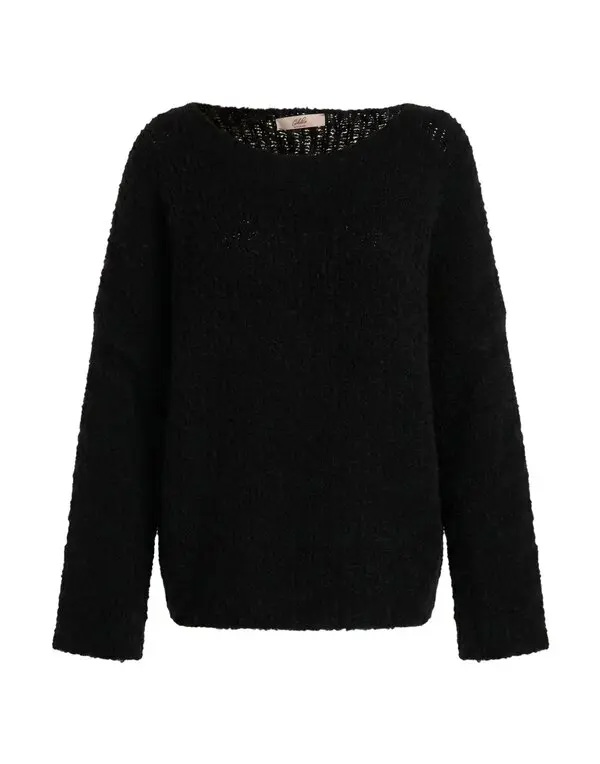 CARLA G. Bouclé Crewneck Sweater In Acrylic, Wool, Polyamide, Alpaca Wool, And Elastane - Black
