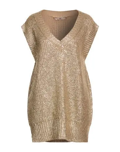 CARLA G. Sleeveless V-neck Sweater With Metallic Finish - Gold