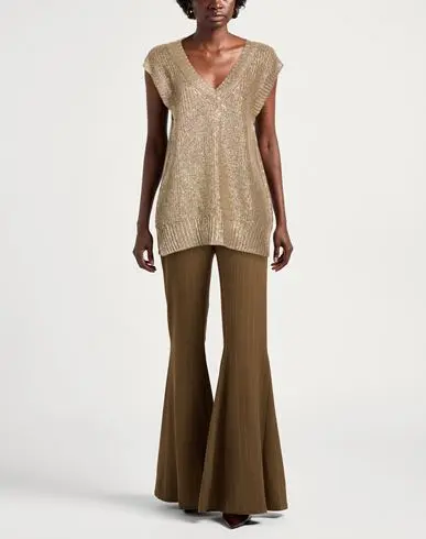 CARLA G. Sleeveless V-neck Sweater With Metallic Finish - Gold