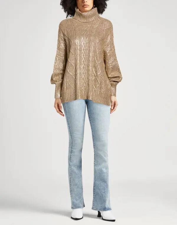 CARLA G. Cable Knit Turtleneck Sweater