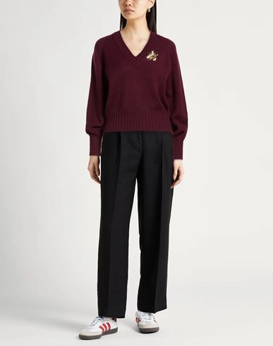 ANNA MOLINARI Wool V-neck Sweater With Brooch Embellishment