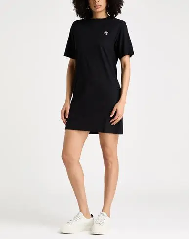 Karl Lagerfeld Cotton Jersey Mini T-shirt Dress With Logo Embellishment