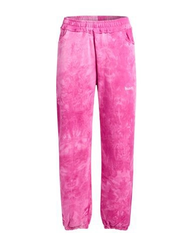 DISCLAIMER Cotton Fleece Tie-dye Track Pants With Logo - Fuchsia