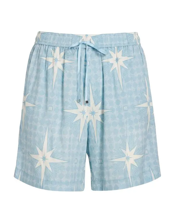 Amiri Viscose Printed High Waisted Shorts - Sky Blue
