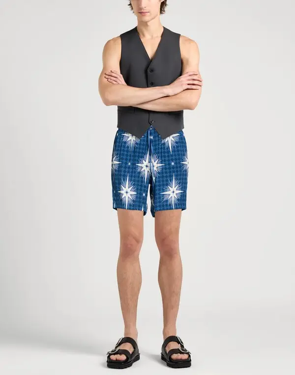 Amiri Viscose Shorts With Star Print - Blue