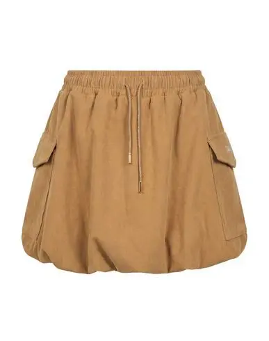 DISCLAIMER Polyester Mini Skirt With Crystals And Drawstring - Beige