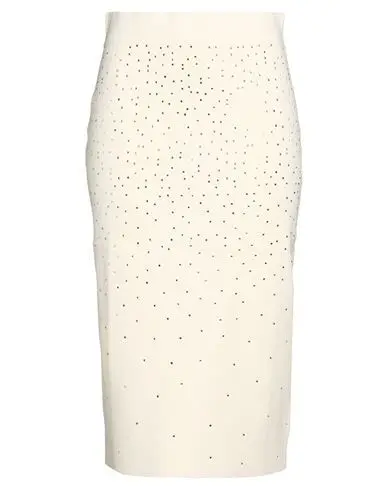 OLTRE Knitted Midi Skirt With Crystal Embellishments - White