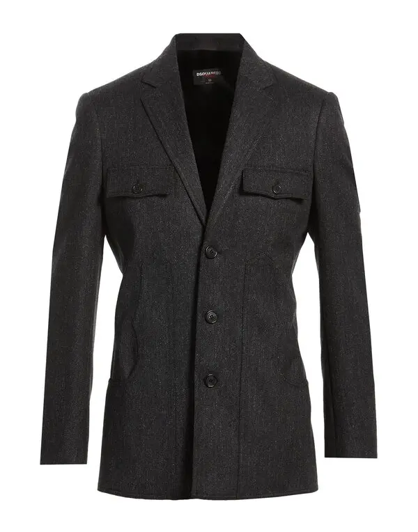Dsquared2 Blazer Charcoal Size Virgin Wool, Cotton, Linen