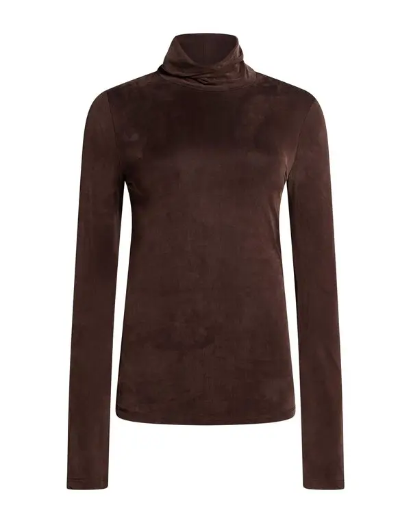 CARACTÈRE Long Sleeve Turtleneck Top - Brown
