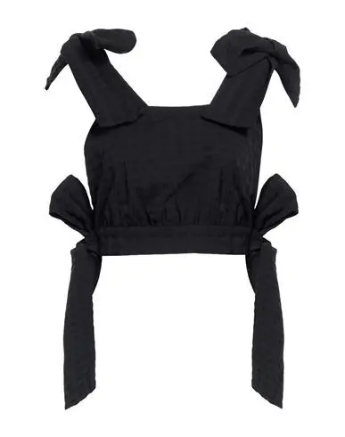 MSGM Cotton And Elastane Crop Top With Bow Detail - Black