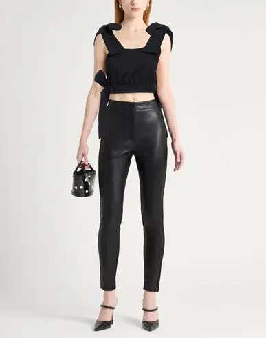 MSGM Cotton And Elastane Crop Top With Bow Detail