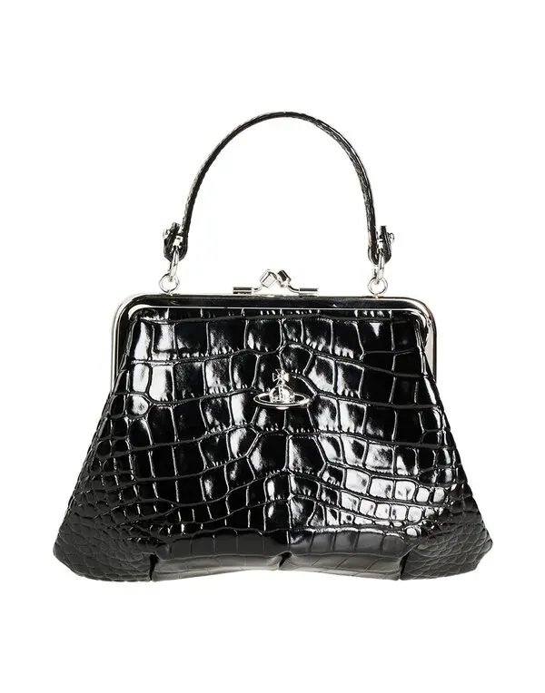 VIVIENNE WESTWOOD Granny Frame Crocodile-embossed Leather Handbag