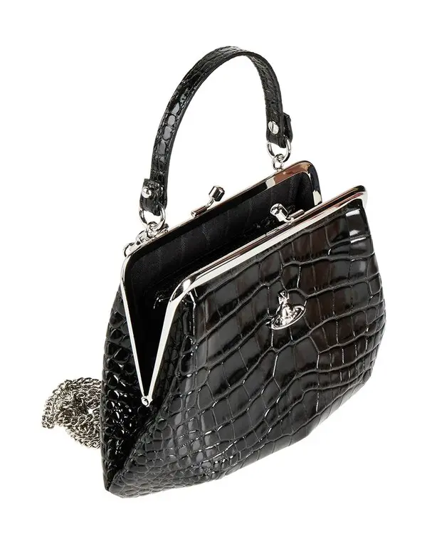 VIVIENNE WESTWOOD Granny Frame Crocodile-embossed Leather Handbag