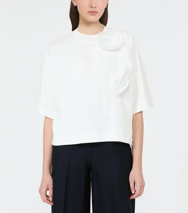 Max Mara Cotton Floral Appliqué T-shirt