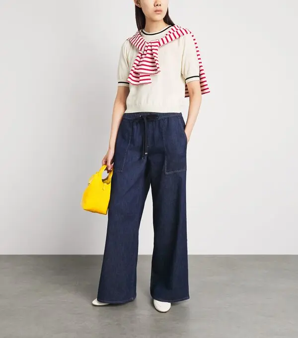 FRAME Cotton-blend Short-sleeve Crew Neck Sweater