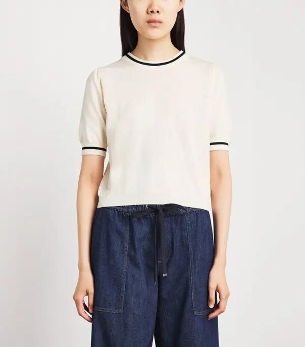 FRAME Cotton-blend Short-sleeve Crew Neck Sweater