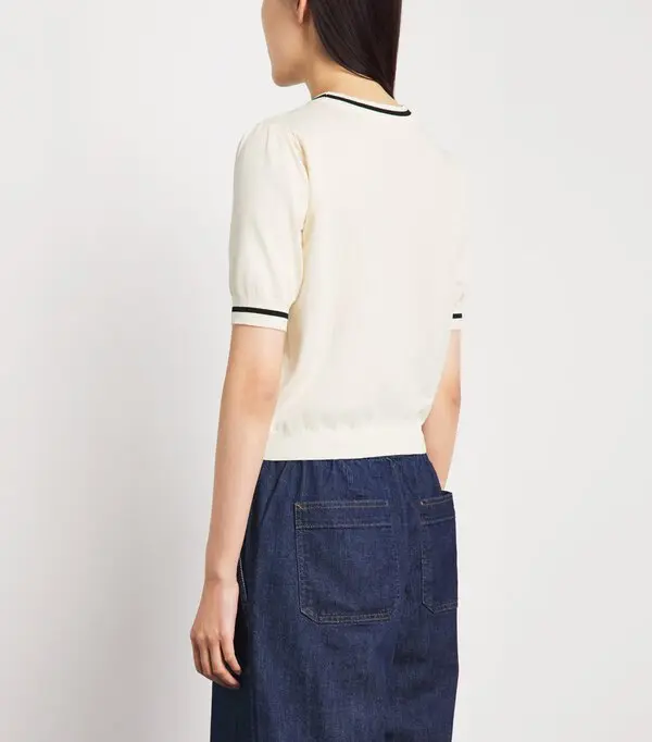 FRAME Cotton-blend Short-sleeve Crew Neck Sweater