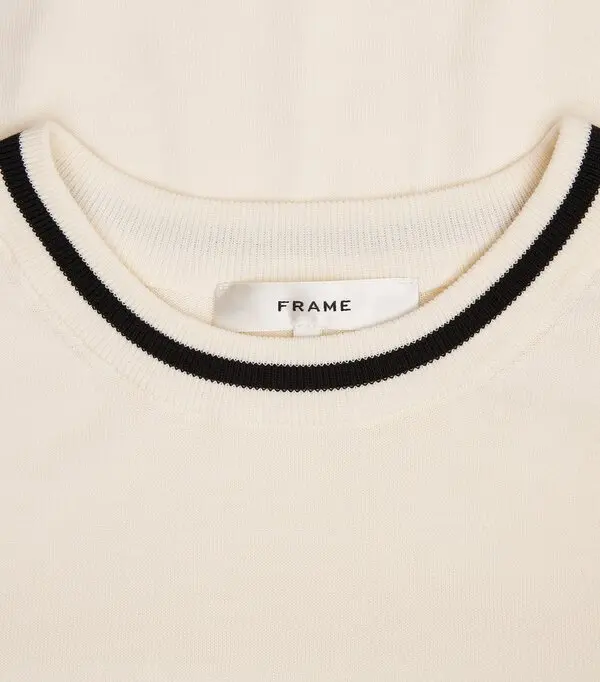 FRAME Cotton-blend Short-sleeve Crew Neck Sweater