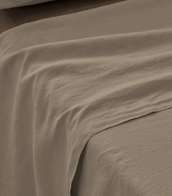 SOCIETY LIMONTA Linen Rem Super King Flat Sheet - Brown