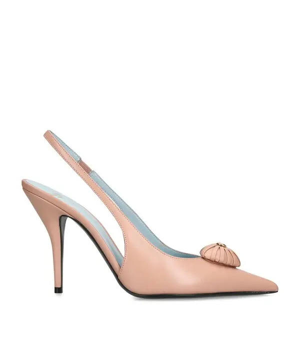 Valentino Garavani Leather Coeur Royal Slingback Pumps 100