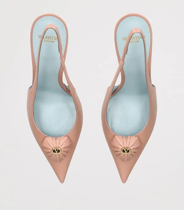 Valentino Garavani Leather Coeur Royal Slingback Pumps 100