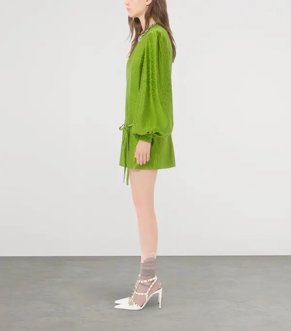 Valentino Garavani Silk-linen Plus De Pois Jacquard Top