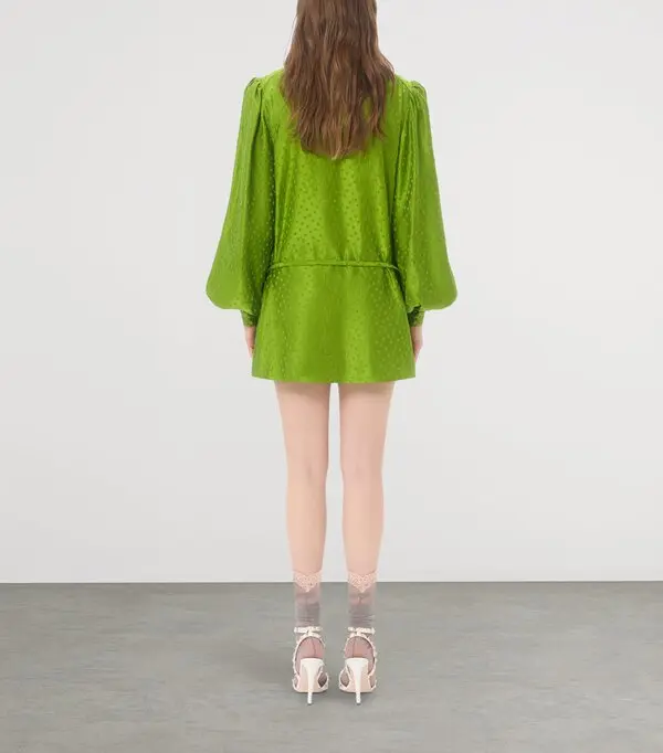 Valentino Garavani Silk-linen Plus De Pois Jacquard Top