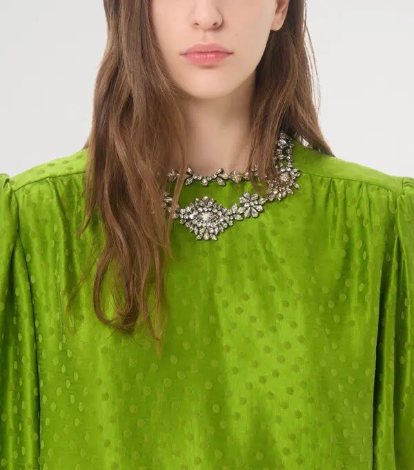Valentino Garavani Silk-linen Plus De Pois Jacquard Top