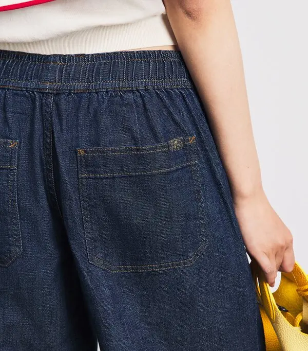 7 For All Mankind Denim-effect Wide-leg Trousers With Drawstring Waist