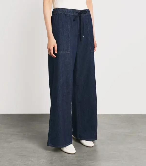 7 For All Mankind Denim-effect Wide-leg Trousers With Drawstring Waist