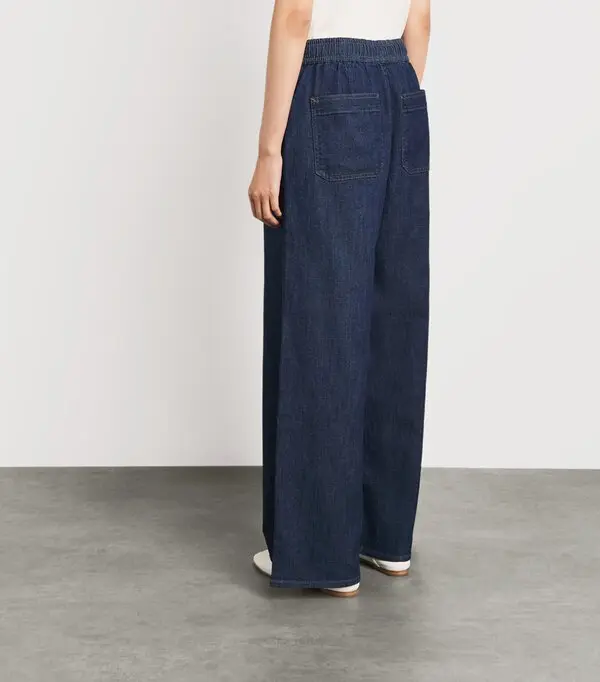 7 For All Mankind Denim-effect Wide-leg Trousers With Drawstring Waist