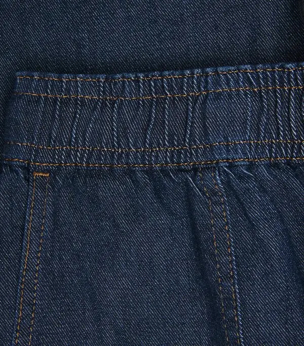 7 For All Mankind Denim-effect Wide-leg Trousers With Drawstring Waist