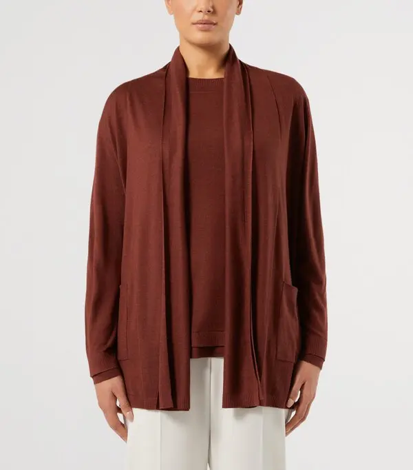 Marina Rinaldi Wool-silk Waterfall Cardigan