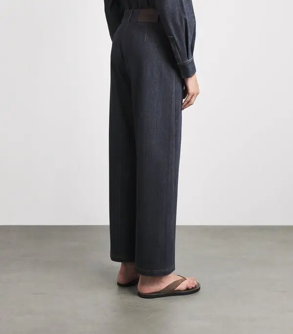 Max Mara Denim-effect Wide-leg Trousers