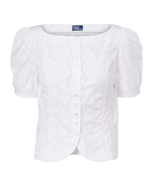 Polo Ralph Lauren Broderie Anglaise Cotton Puff Sleeve Blouse