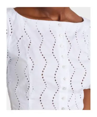 Polo Ralph Lauren Broderie Anglaise Cotton Puff Sleeve Blouse