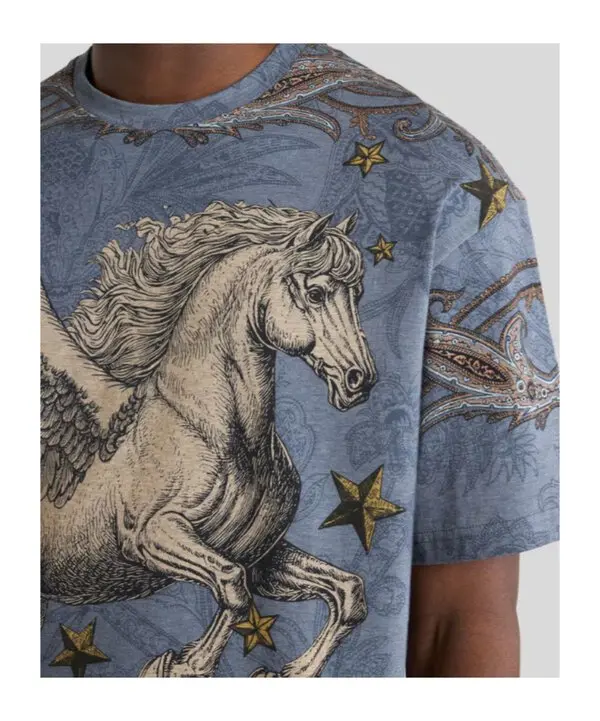 Etro Cotton-jersey T-shirt With Placed Pegaso-print