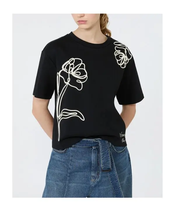 Max Mara Graphic Printed Crewneck T-shirt - Black
