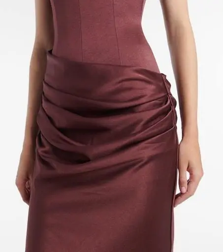Alex Perry Draped Crepe Satin Corset Gown