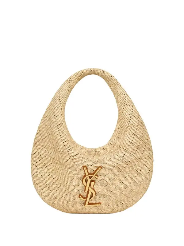 Saint Laurent Icare Hobo In Raffia With Diamond Stitching